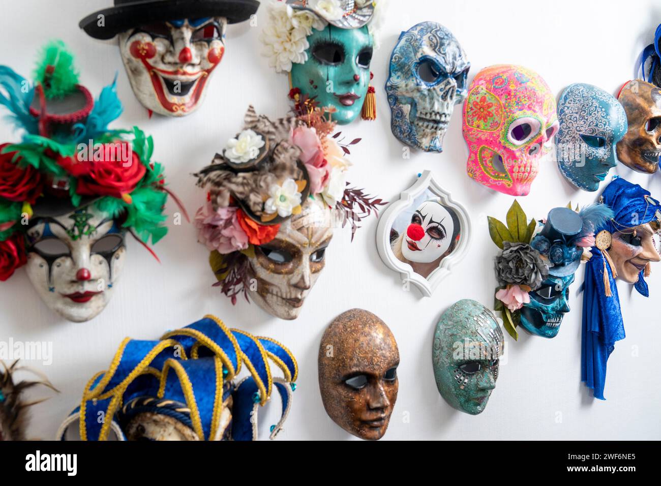 Edinburgh mask maker Lorraine Pritchard alongside some of her Venetian ...