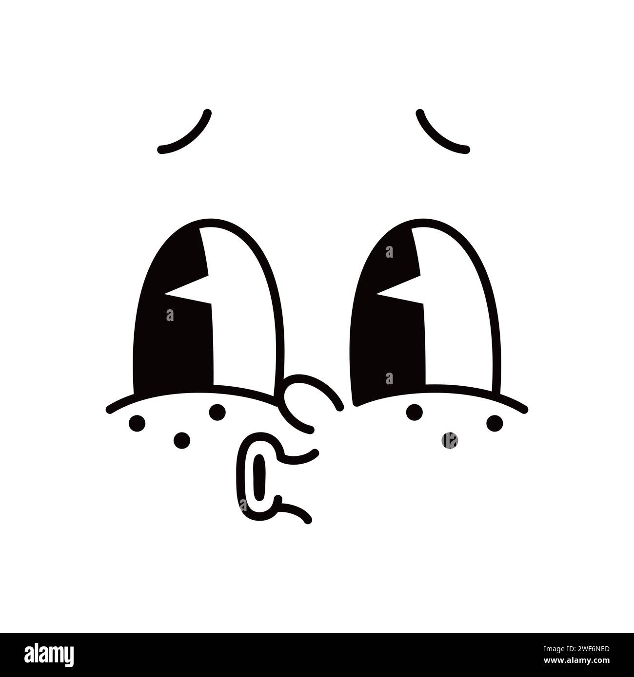 Cartoon comic groovy whistle face emotion. Isolated vector funny retro cute emoji character ...