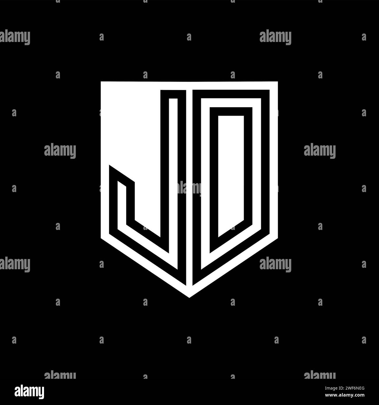 JD Letter Logo monogram shield geometric line inside shield style ...