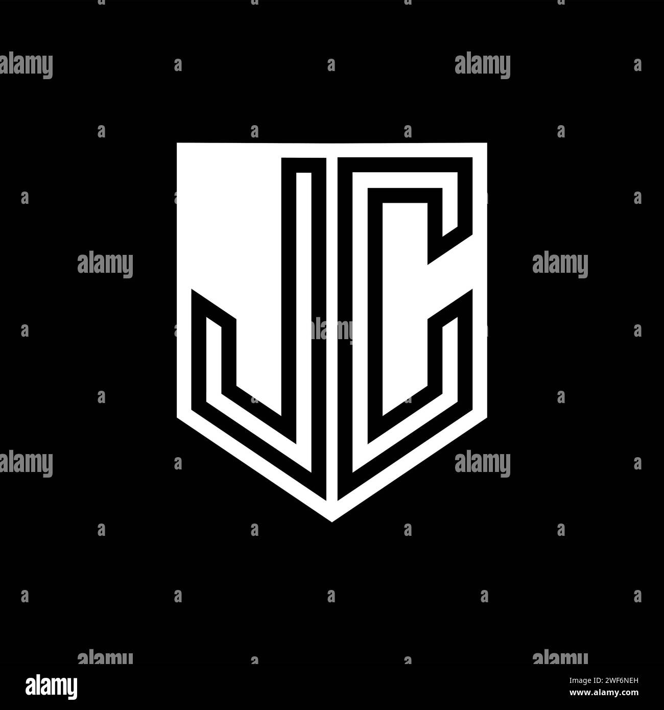 JC Letter Logo monogram shield geometric line inside shield style ...