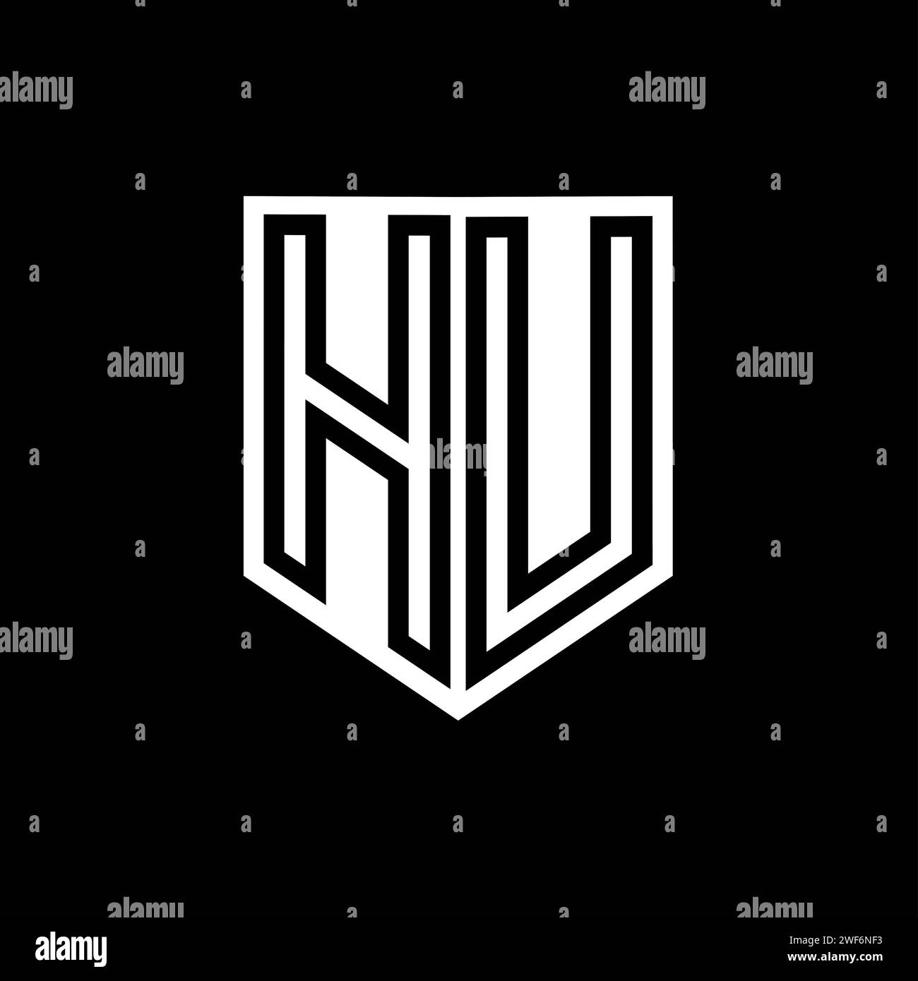 HU Letter Logo monogram shield geometric line inside shield style design template Stock Photo ...
