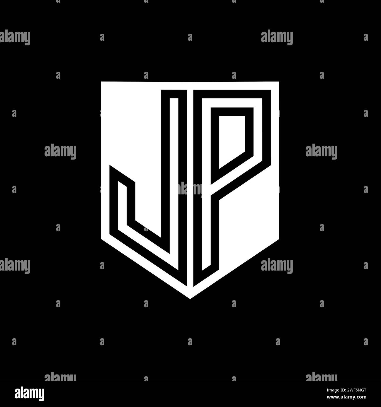 JP Letter Logo monogram shield geometric line inside shield style ...