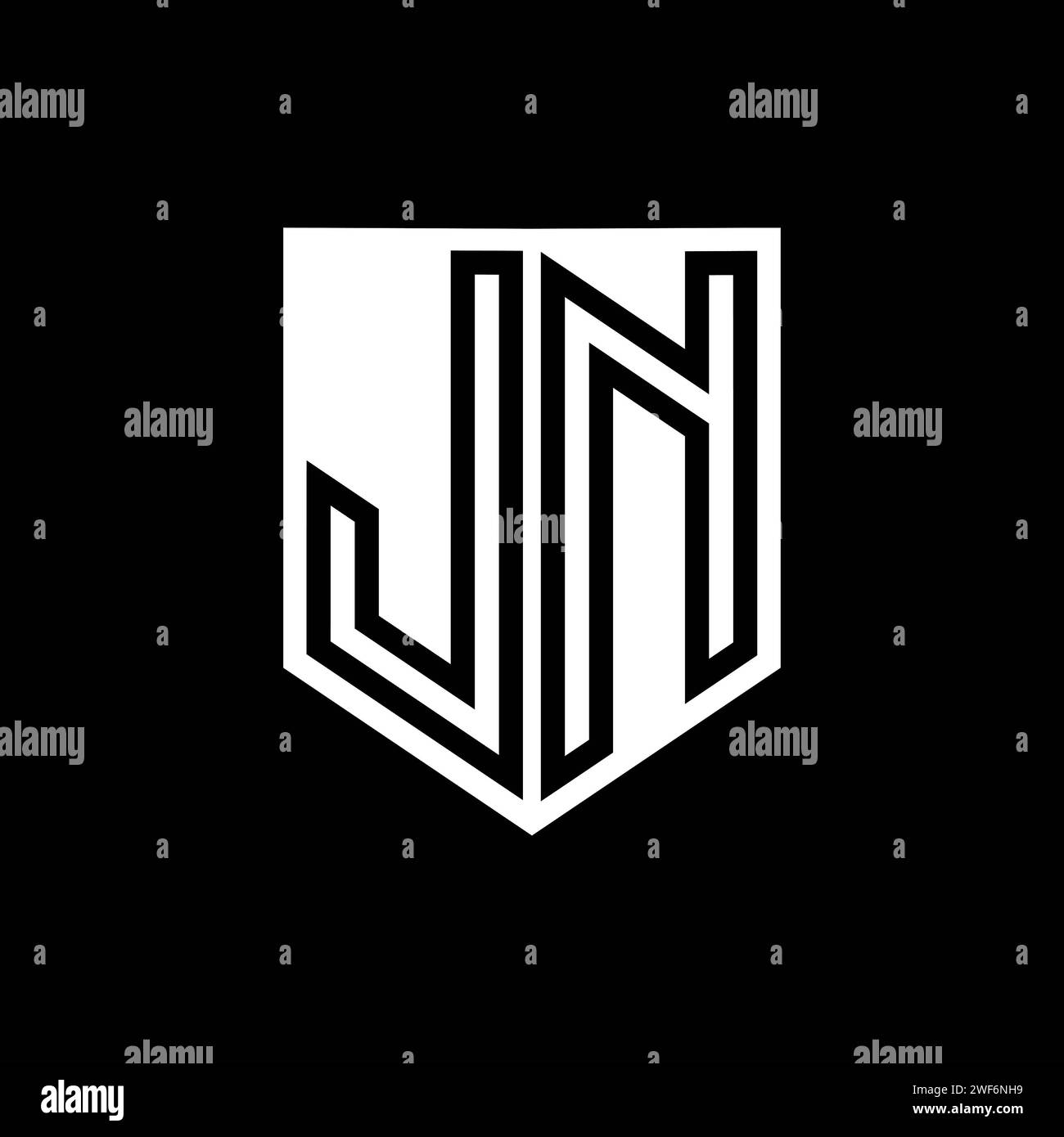 JN Letter Logo monogram shield geometric line inside shield style ...