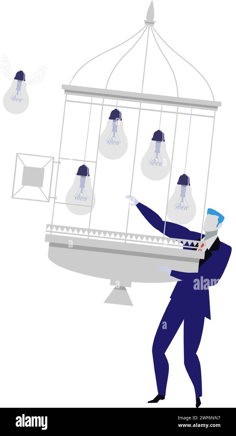 Business man collect idea in birdcage vector icon Stock Vector Image ...