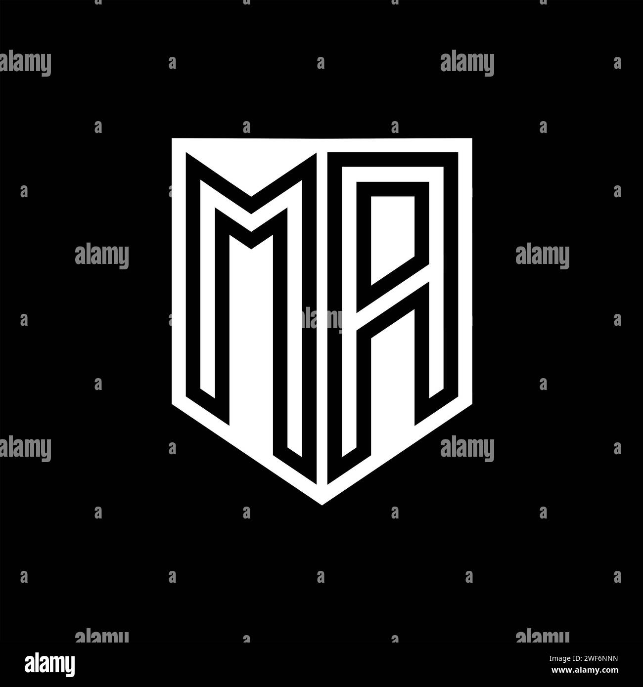 MA Letter Logo monogram shield geometric line inside shield style ...