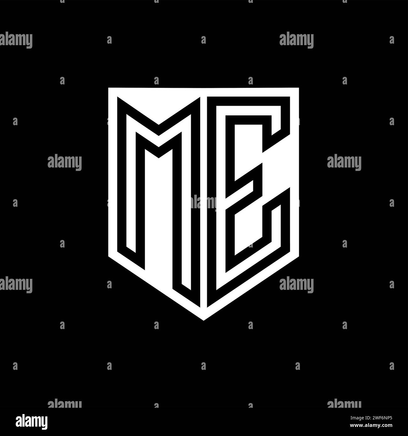 ME Letter Logo monogram shield geometric line inside shield style ...