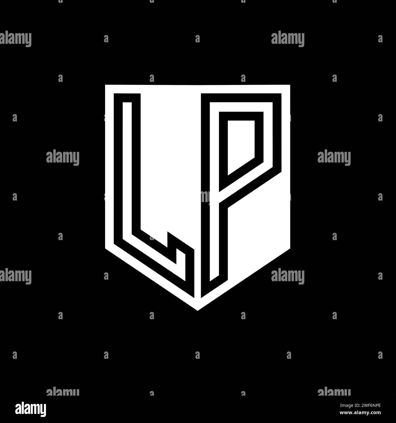 LP Letter Logo monogram shield geometric line inside shield style ...