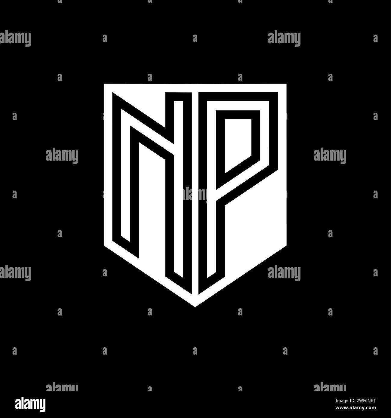 NP Letter Logo monogram shield geometric line inside shield style ...
