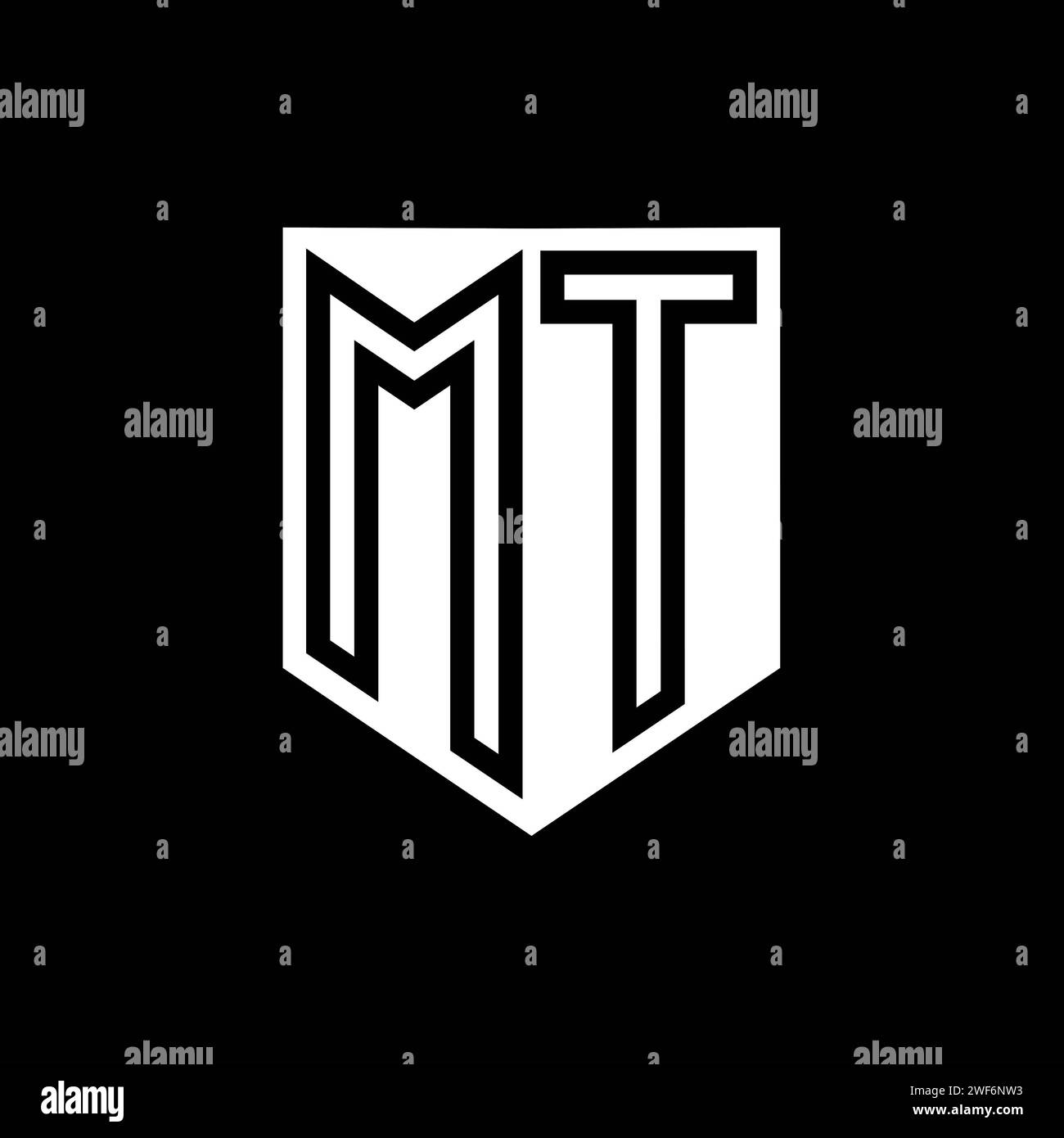 MT Letter Logo monogram shield geometric line inside shield style ...