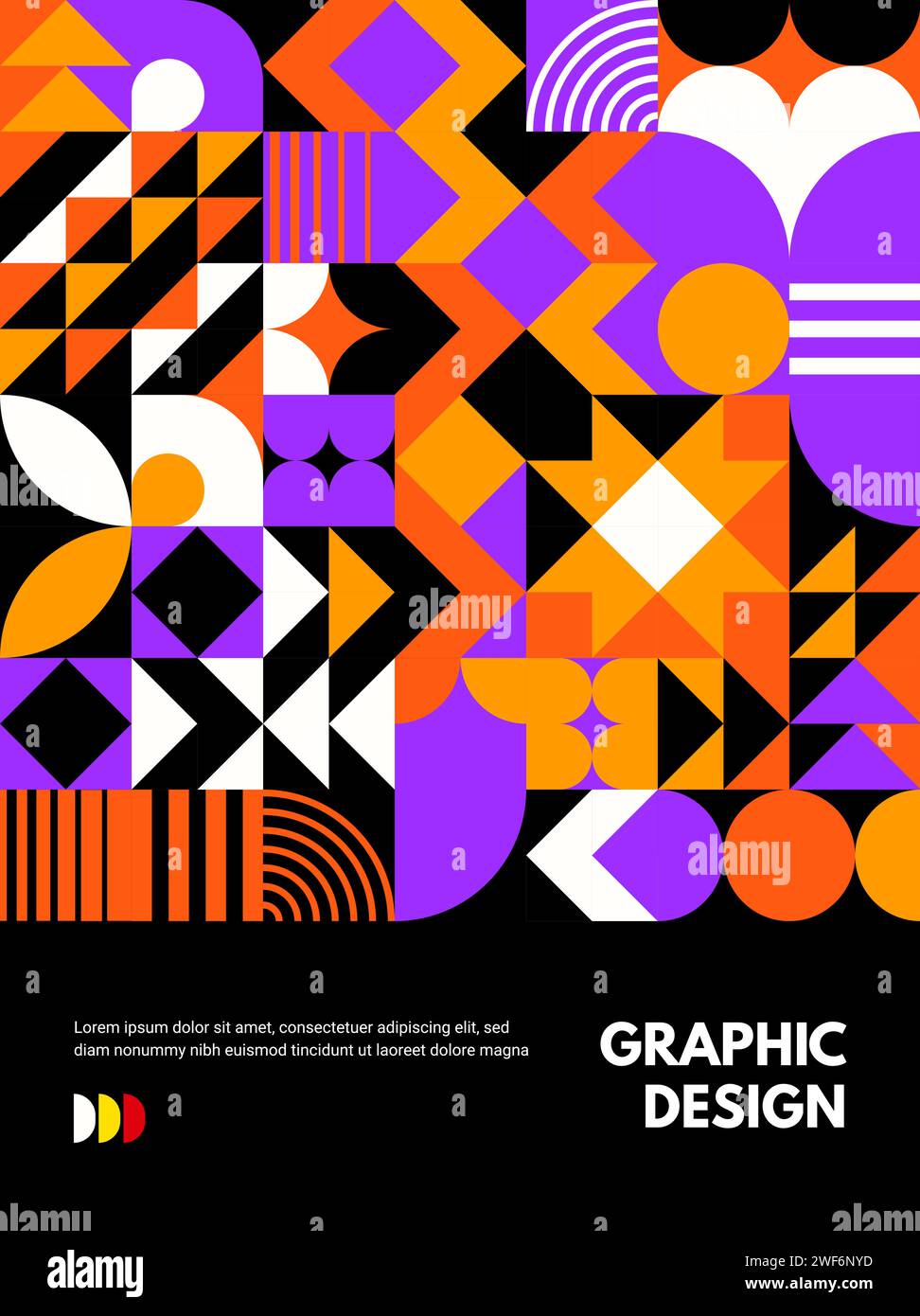 Modern abstract poster with geometric pattern. Vector vertical ...