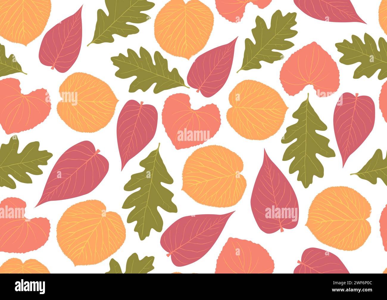 Seamlesss pattern of leaves in natural colours, simple flat vector ...