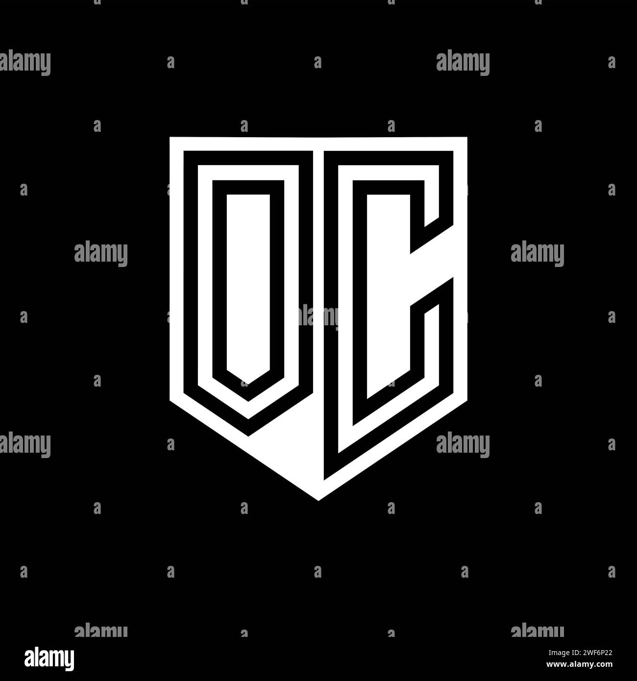 OC Letter Logo monogram shield geometric line inside shield style ...