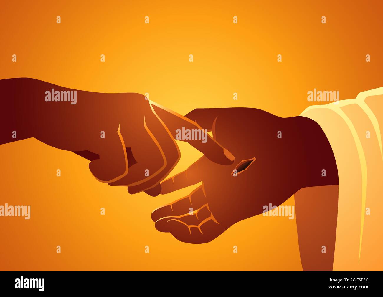 Biblical series, Thomas puts his finger in nail mark on Jesus hand ...