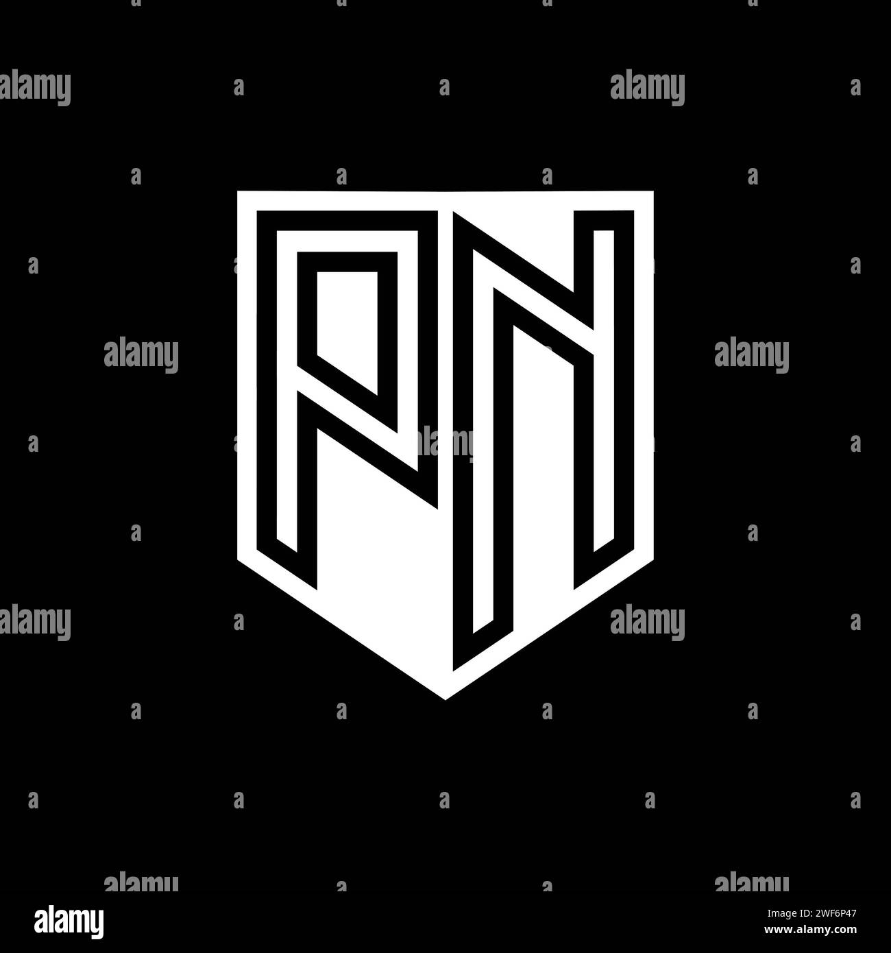 PN Letter Logo monogram shield geometric line inside shield style ...