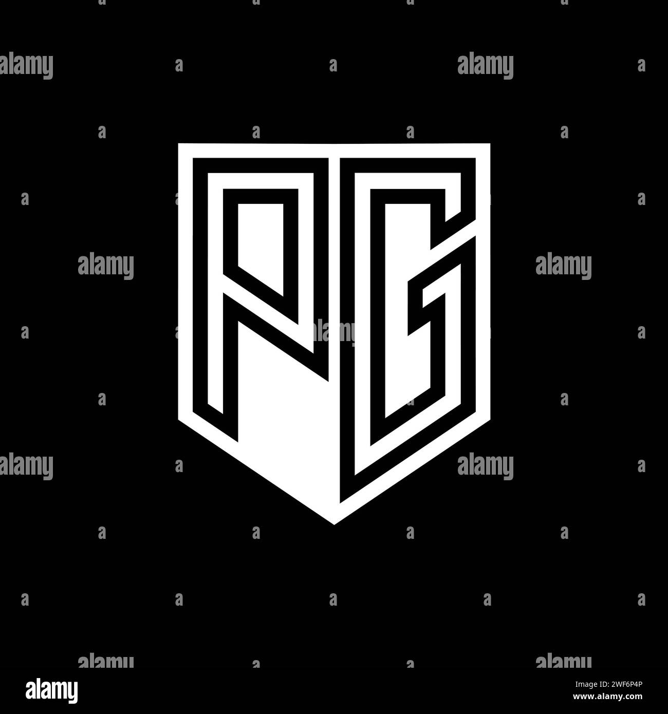PG Letter Logo monogram shield geometric line inside shield style ...
