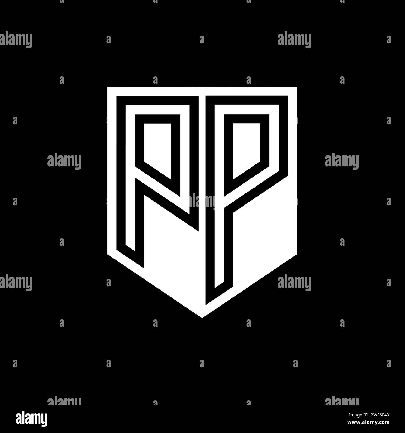 PP Letter Logo monogram shield geometric line inside shield style ...