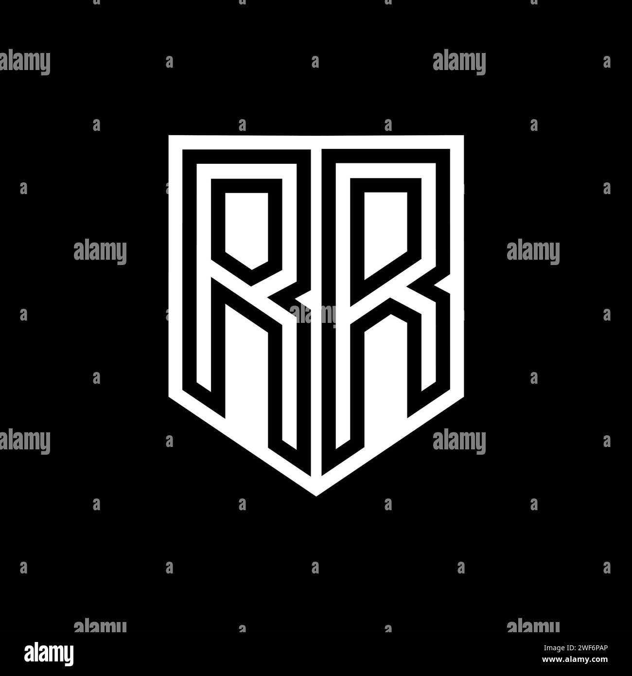 RR Letter Logo monogram shield geometric line inside shield style ...