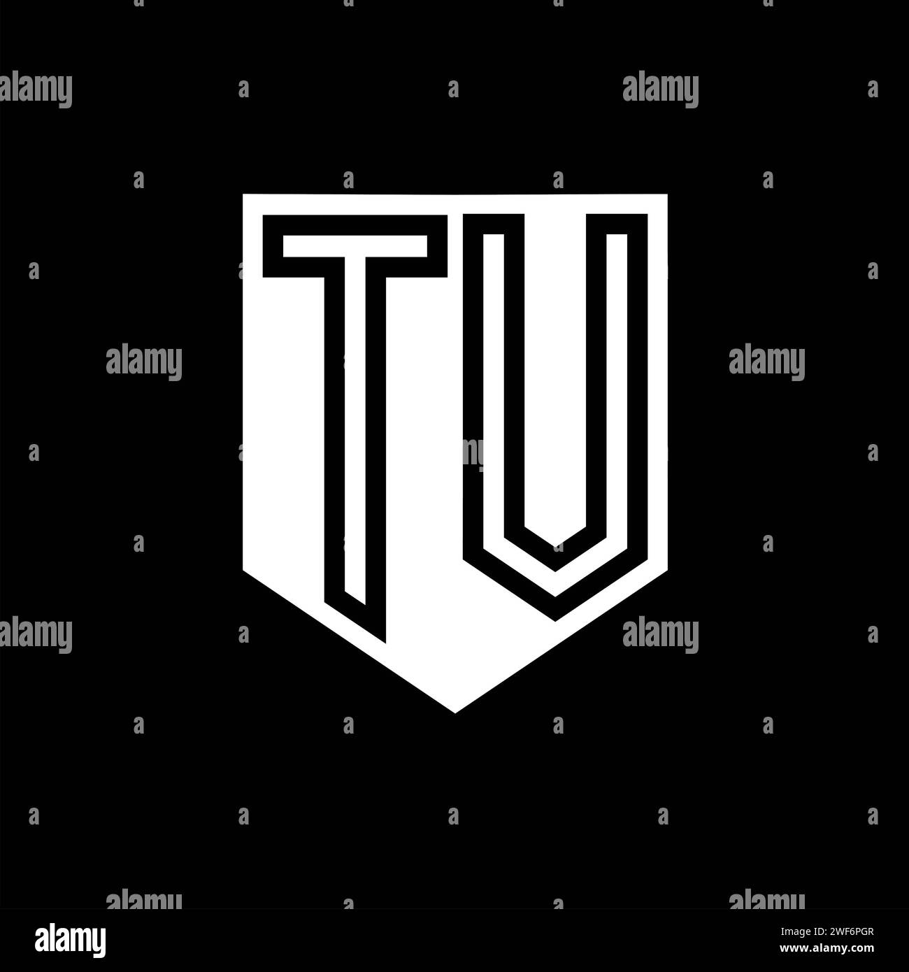 TV Letter Logo monogram shield geometric line inside shield style ...