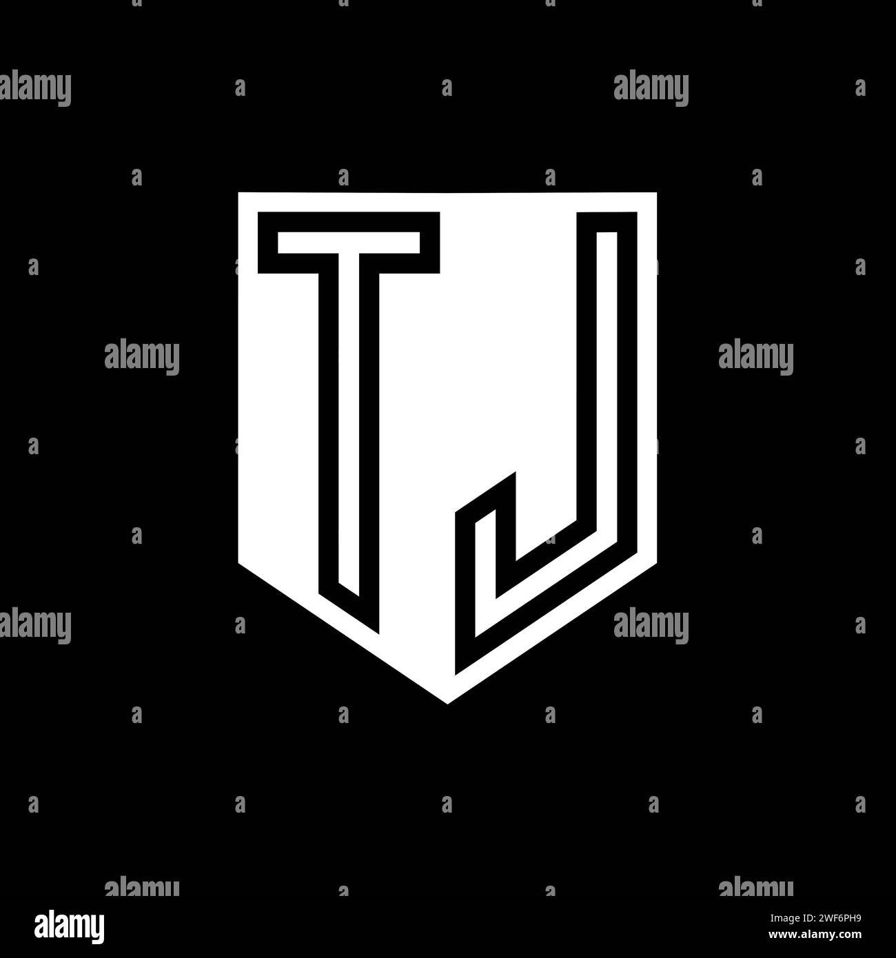 TJ Letter Logo monogram shield geometric line inside shield style ...
