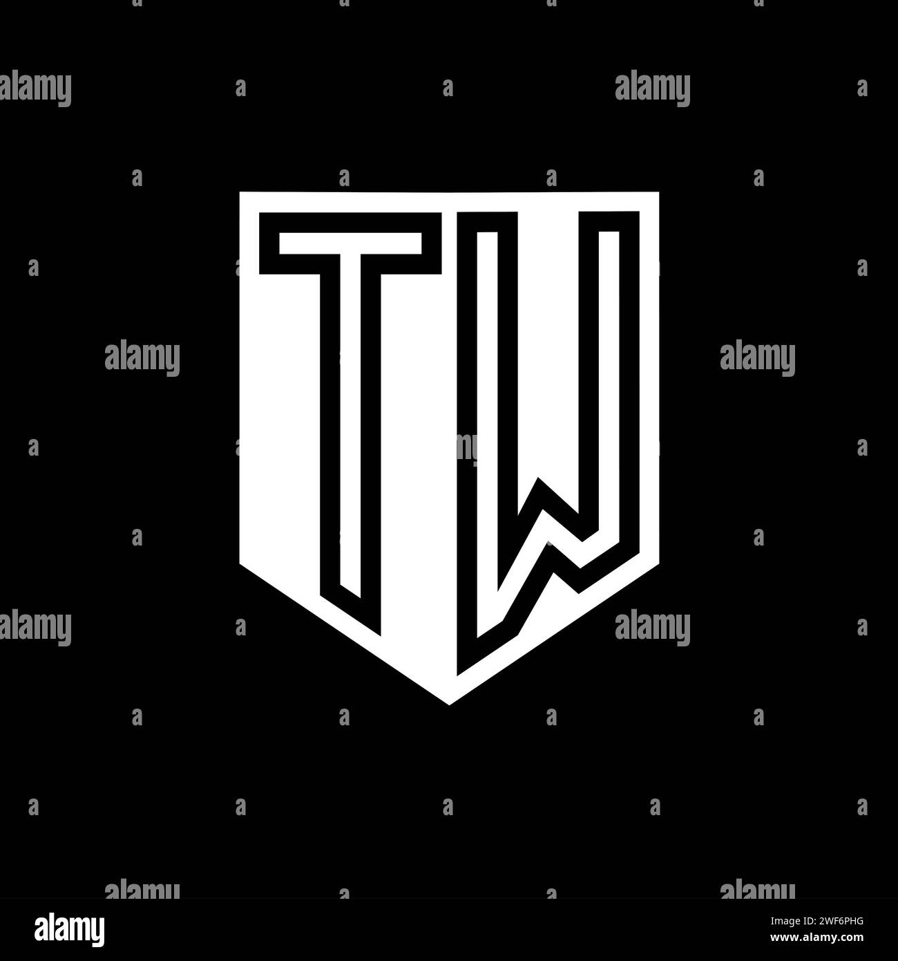 TW Letter Logo monogram shield geometric line inside shield style design template Stock Photo ...