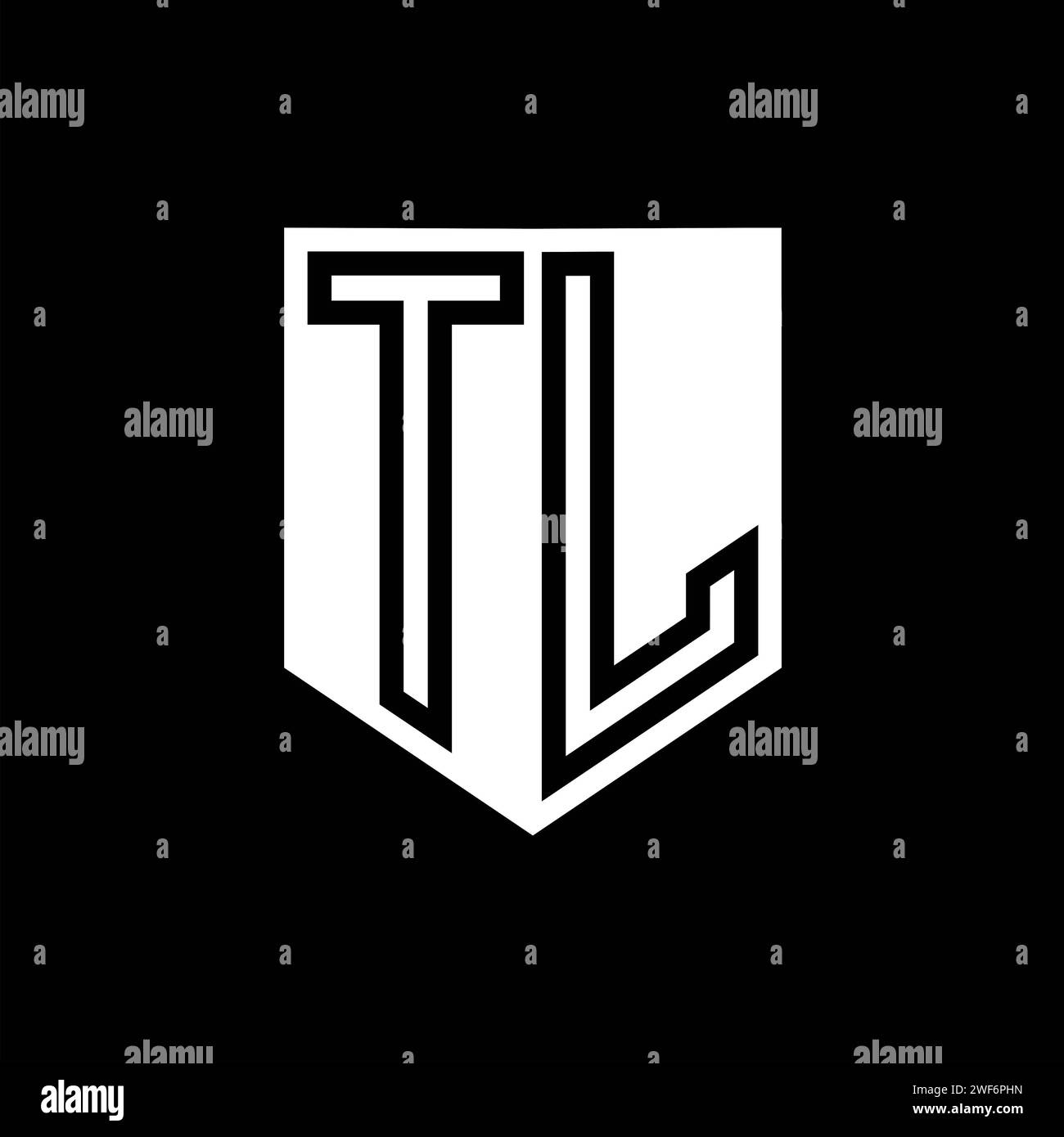 TL Letter Logo monogram shield geometric line inside shield style ...