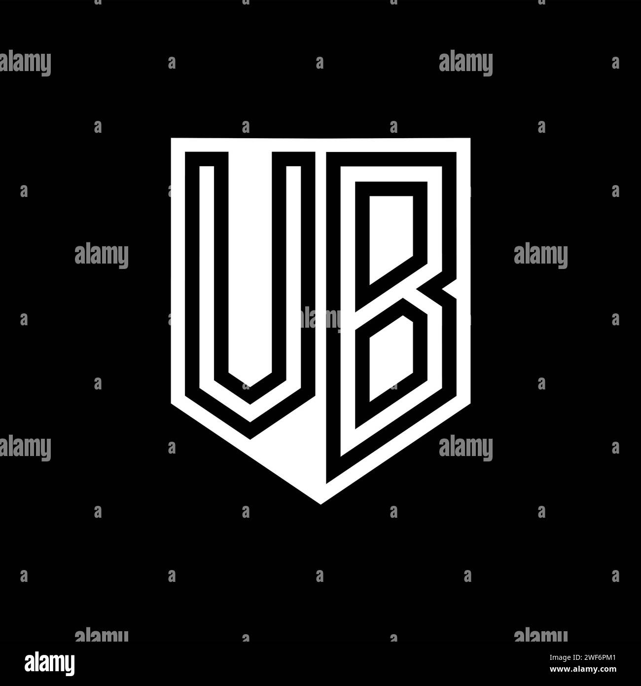 VB Letter Logo monogram shield geometric line inside shield style ...