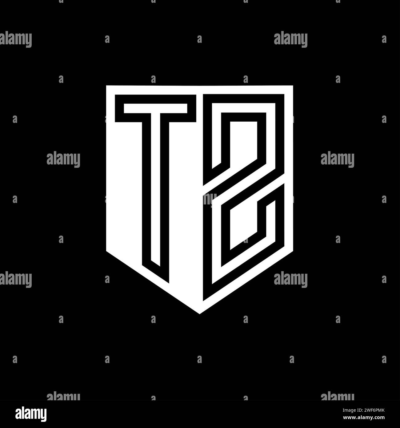 TZ Letter Logo monogram shield geometric line inside shield style design template Stock Photo ...
