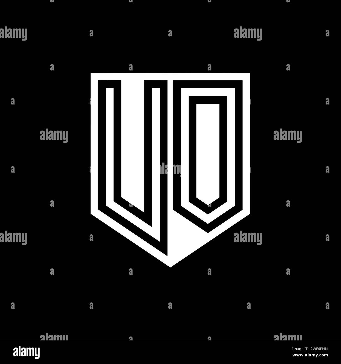 UO Letter Logo monogram shield geometric line inside shield style ...