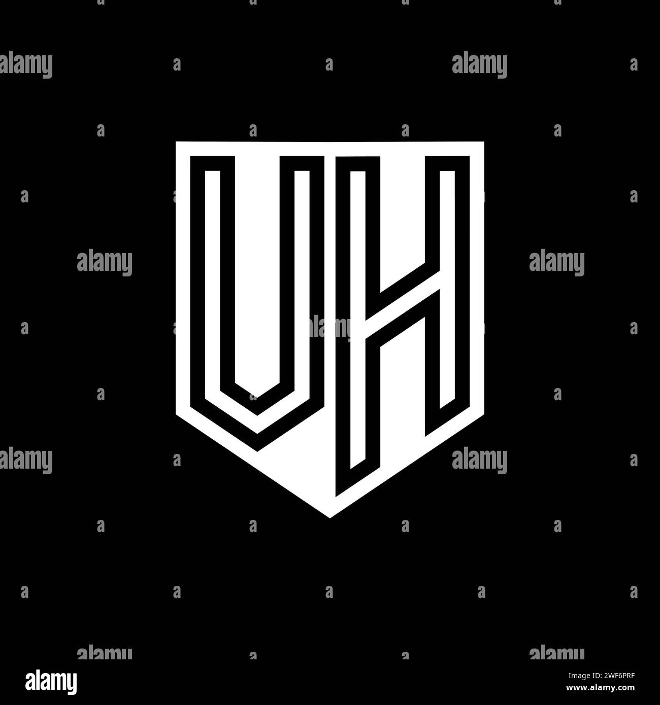 VH Letter Logo monogram shield geometric line inside shield style ...