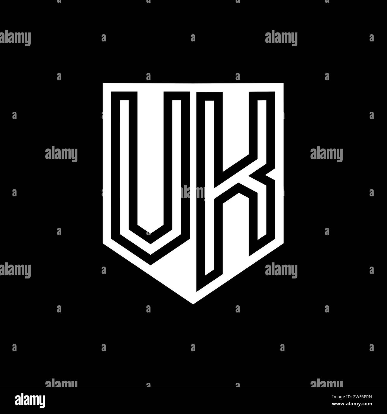 VK Letter Logo monogram shield geometric line inside shield style ...