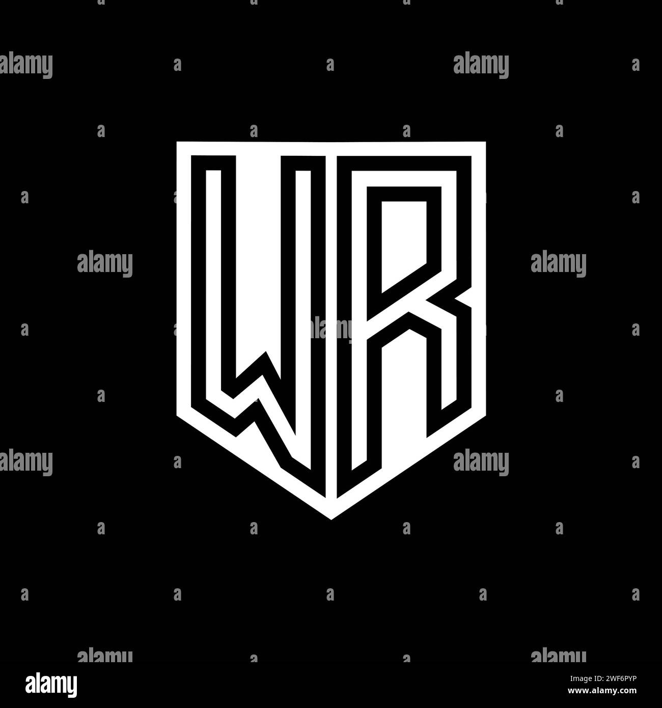 WR Letter Logo monogram shield geometric line inside shield style ...