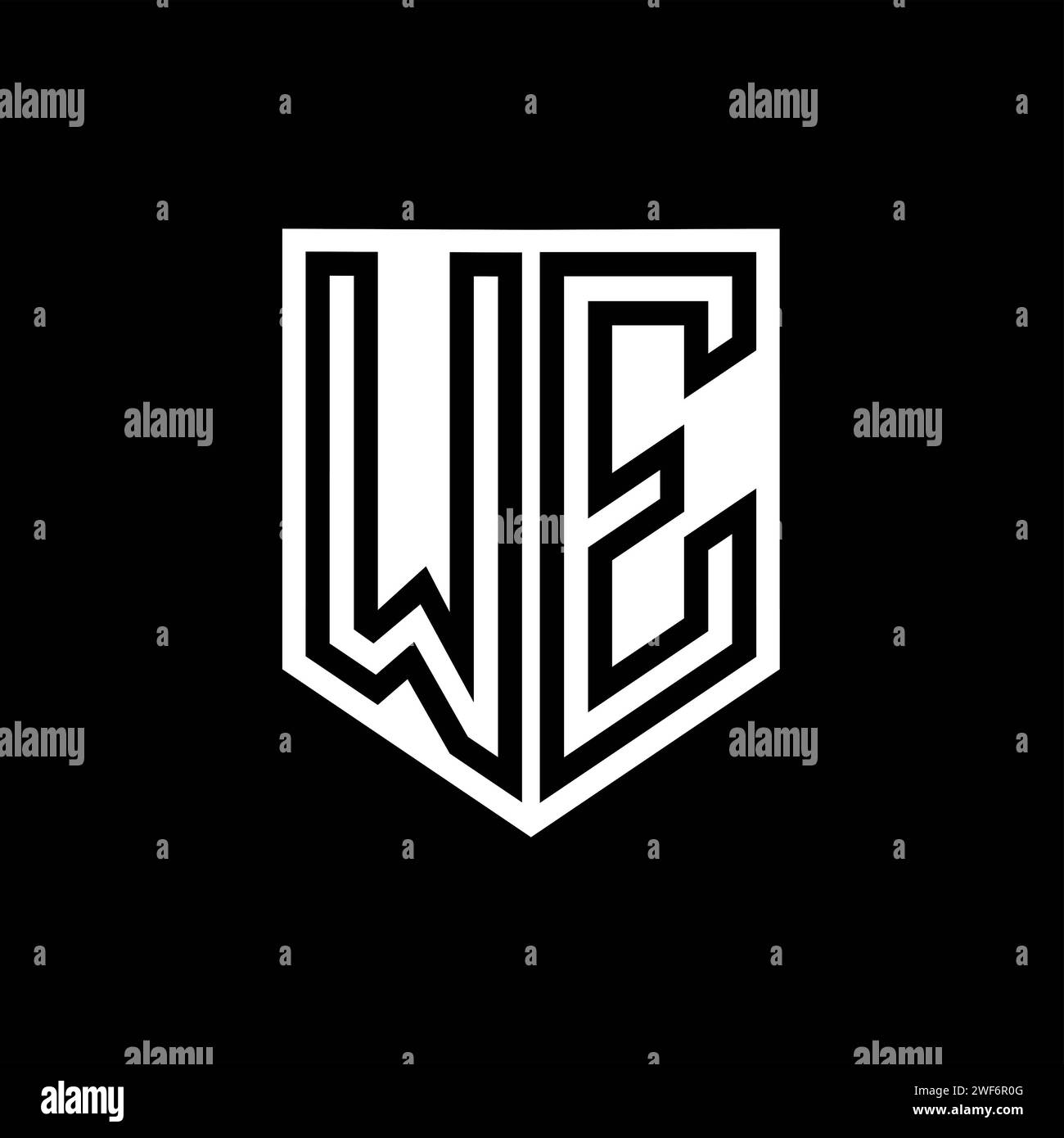 WE Letter Logo monogram shield geometric line inside shield style ...