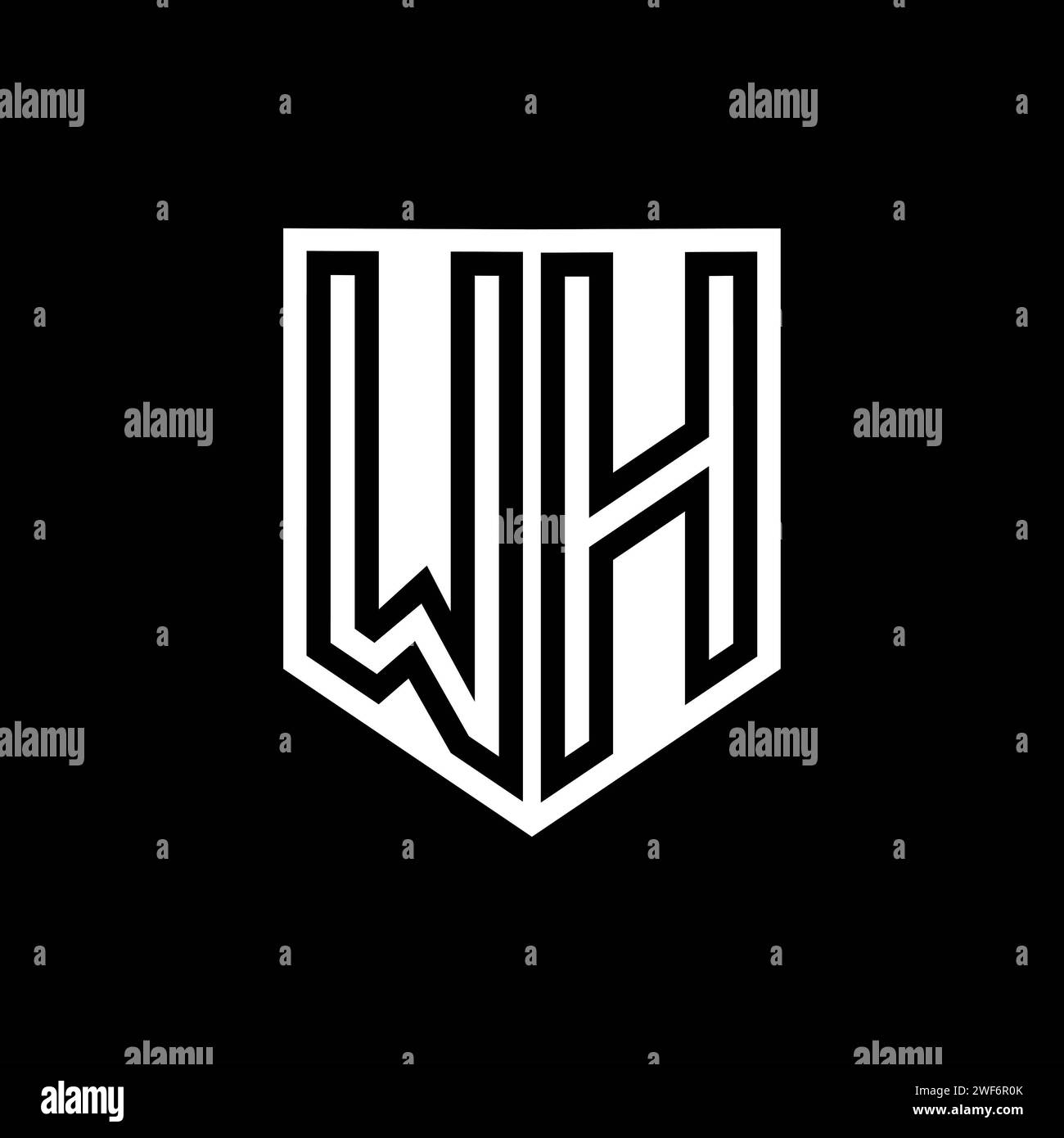 WH Letter Logo monogram shield geometric line inside shield style ...