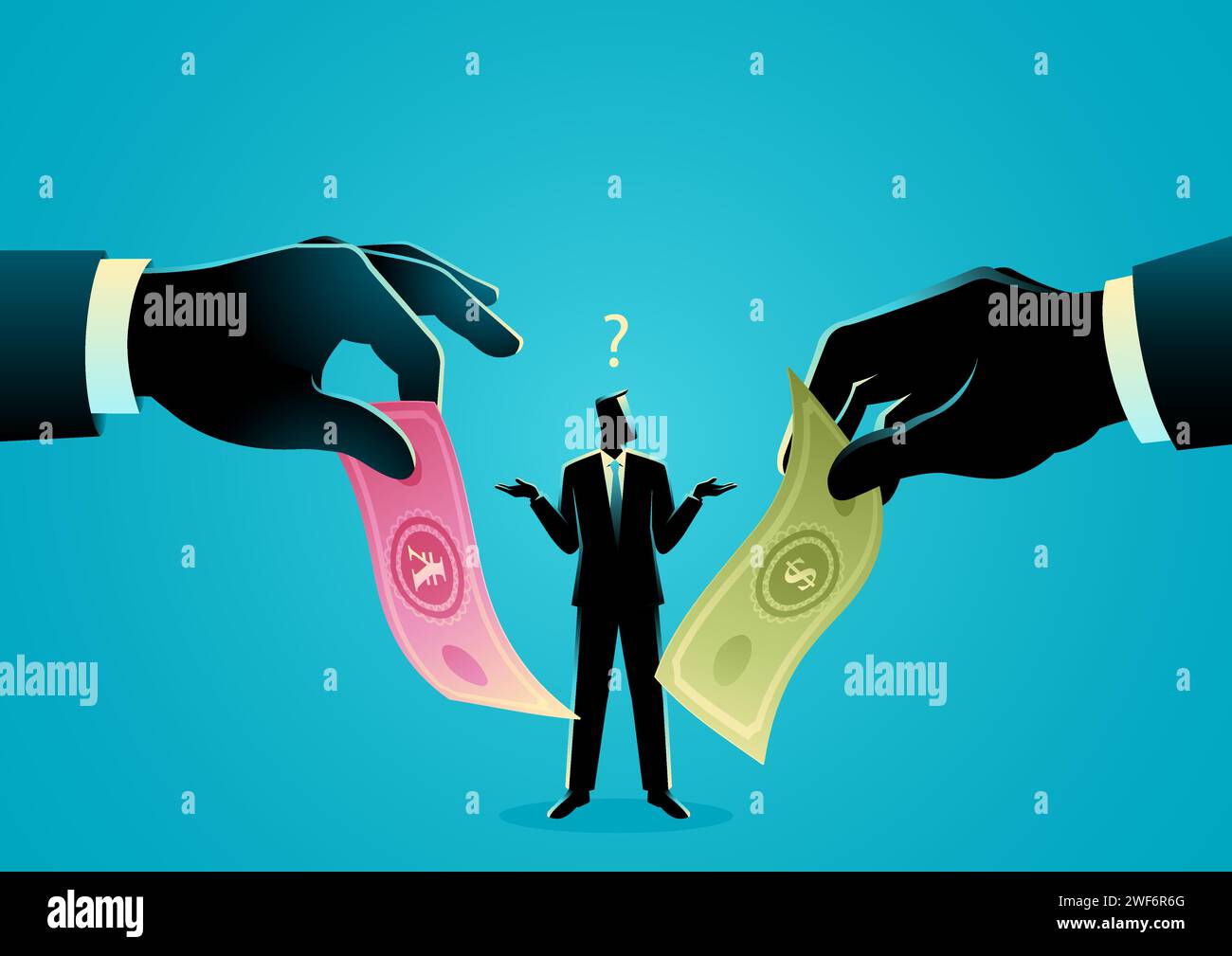 Business concept illustration of a businessman confused to choose ... Business concept illustration of a businessman confused to choose ...