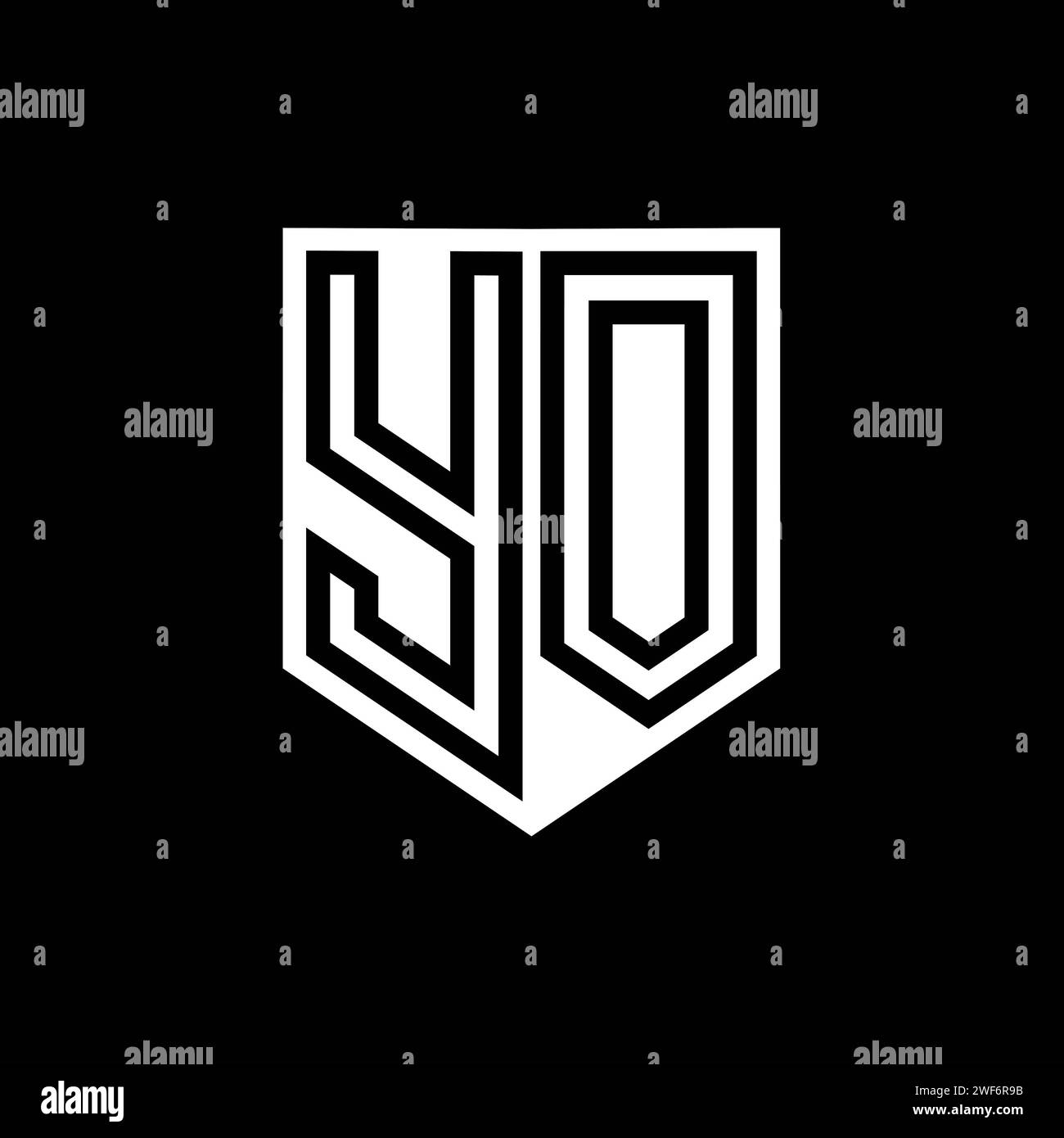 YO Letter Logo monogram shield geometric line inside shield style ...