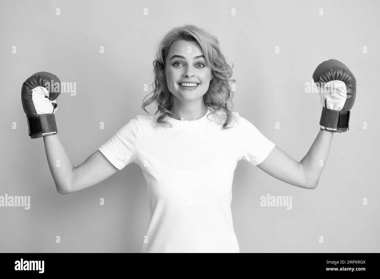 Woman in boxing gloves. Girl fight for success. Winner female boxer ...