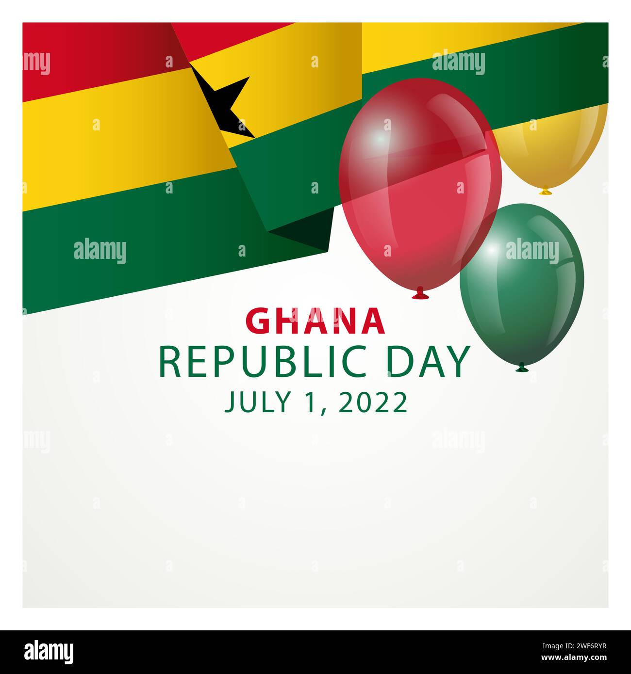 Ghana insignia with decorative balloons, Ghana Republic Day greeting ...