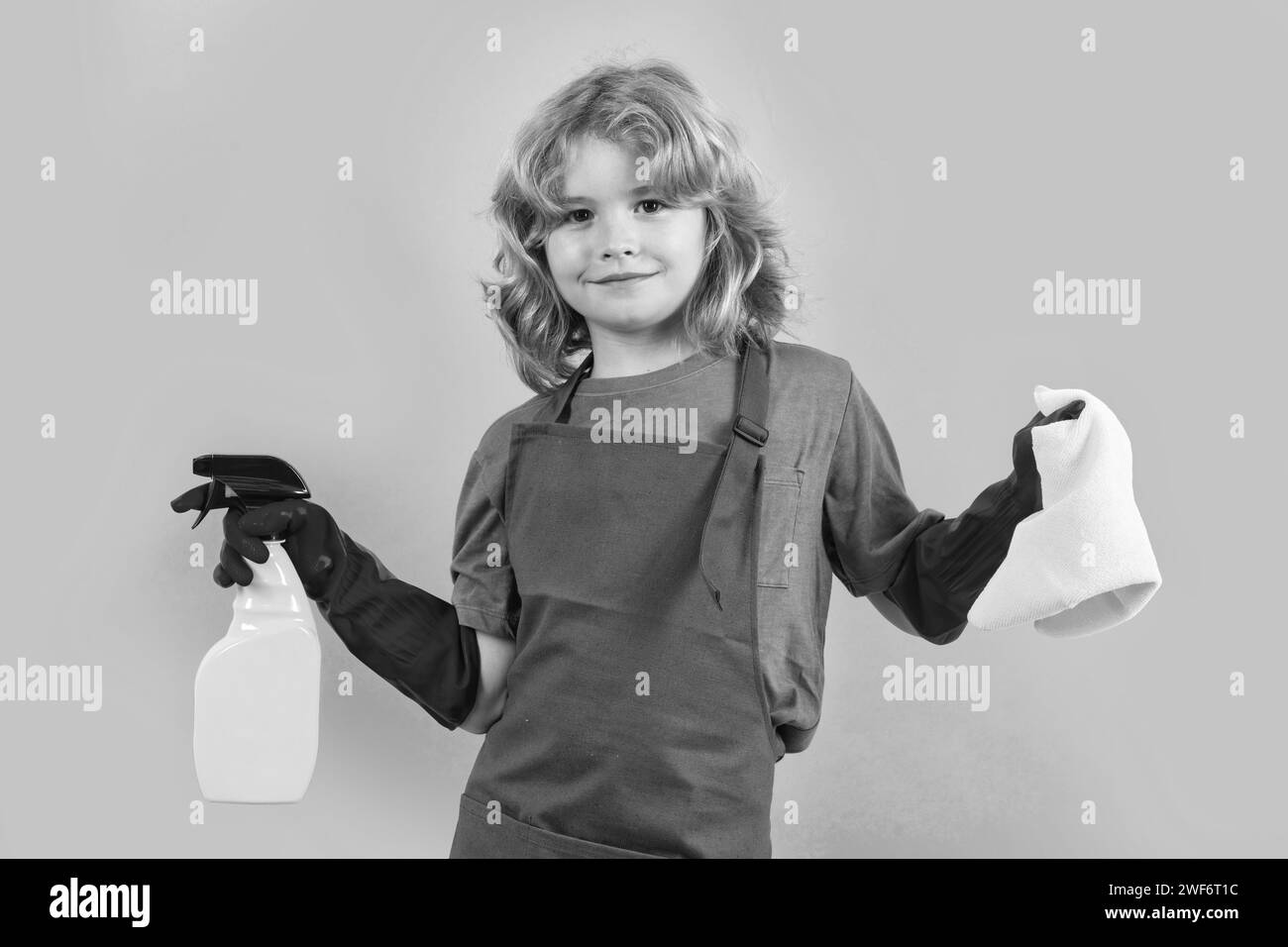 Children helping with housekeeping, cleaning the house. Housekeeping at ...