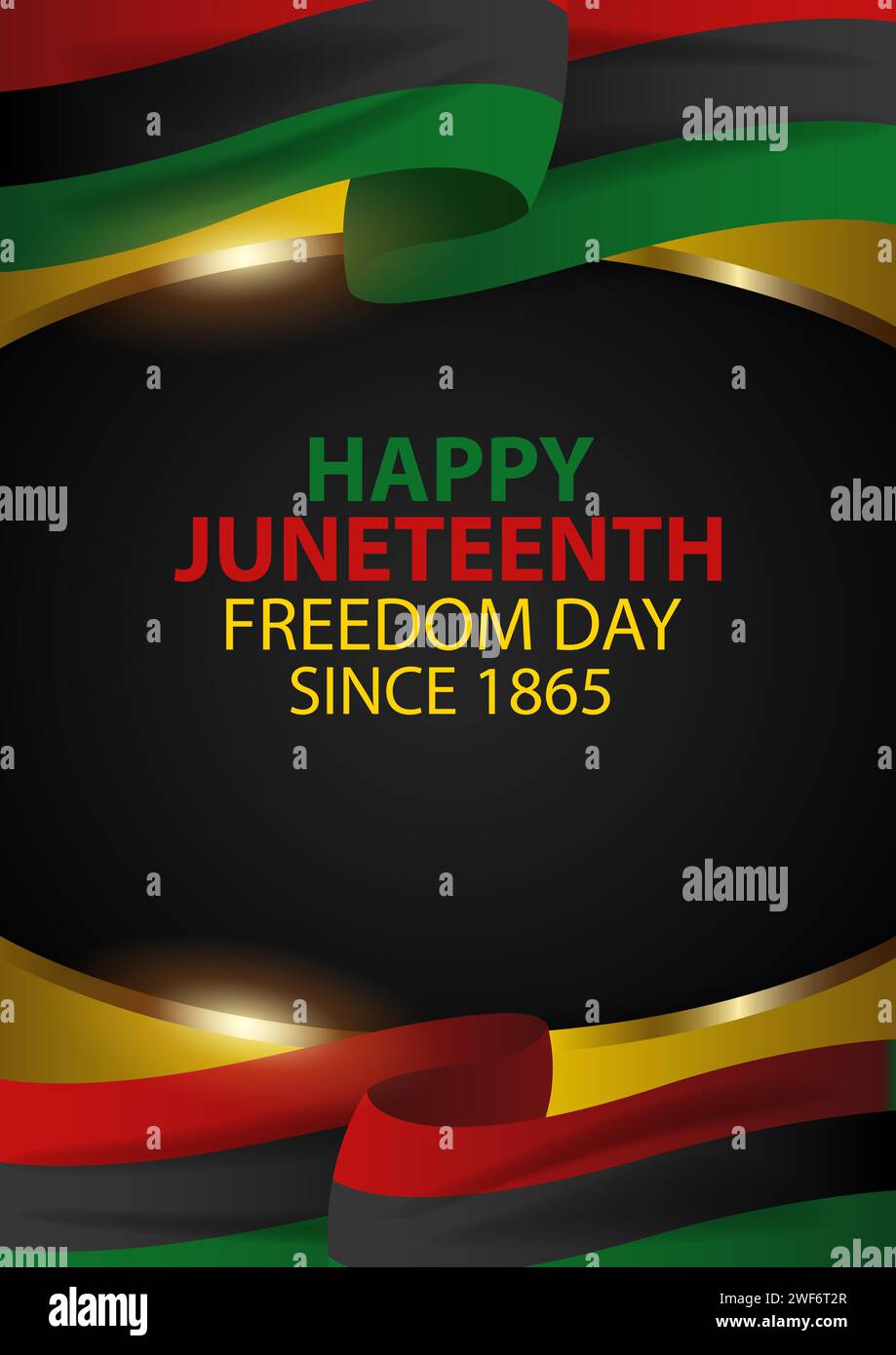 Commemorative banner with Juneteenth flag and decorative golden frame ...