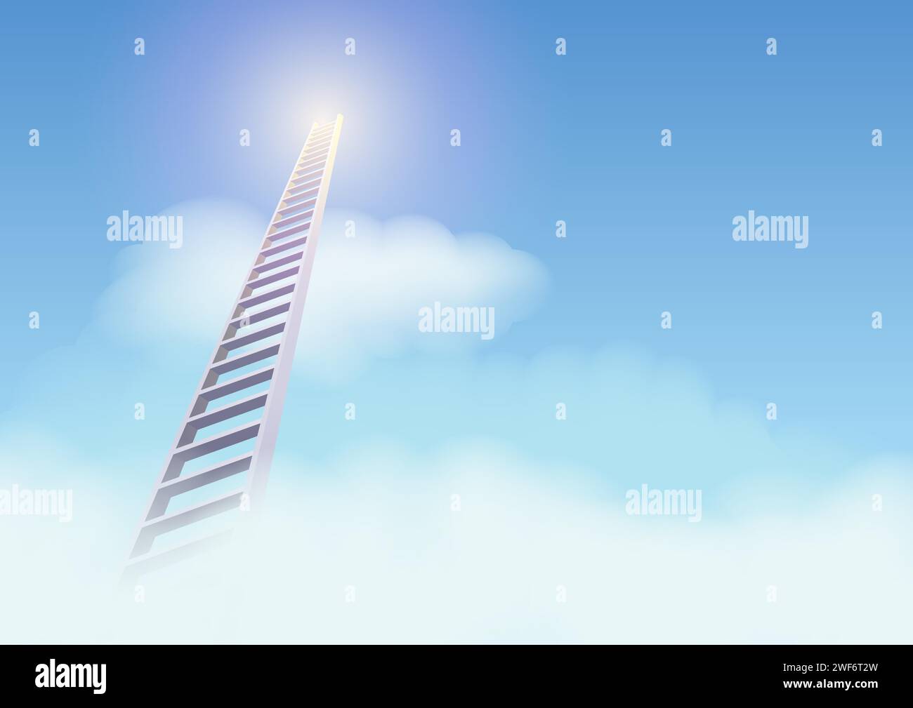 Vector illustration of a ladder leading to sunrise, ladder to success ...