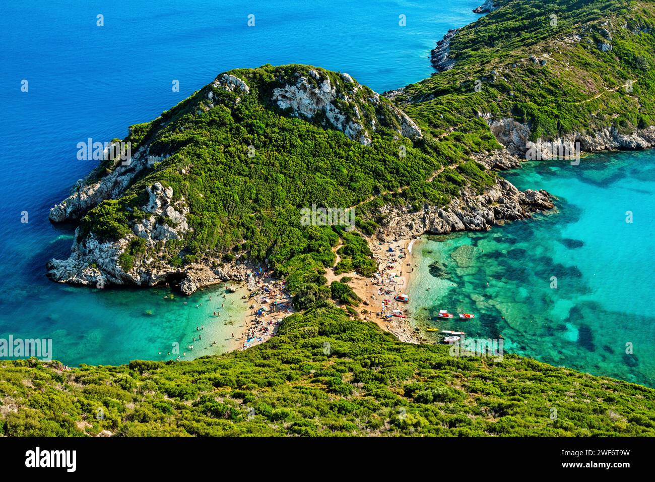 Porto Timoni (double) beach, close to Afionas village, Corfu ("Kerkyra ...