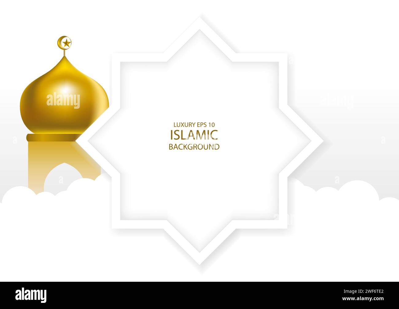 Luxury white star shape and mosque with golden dome, EPS 10 vector ...
