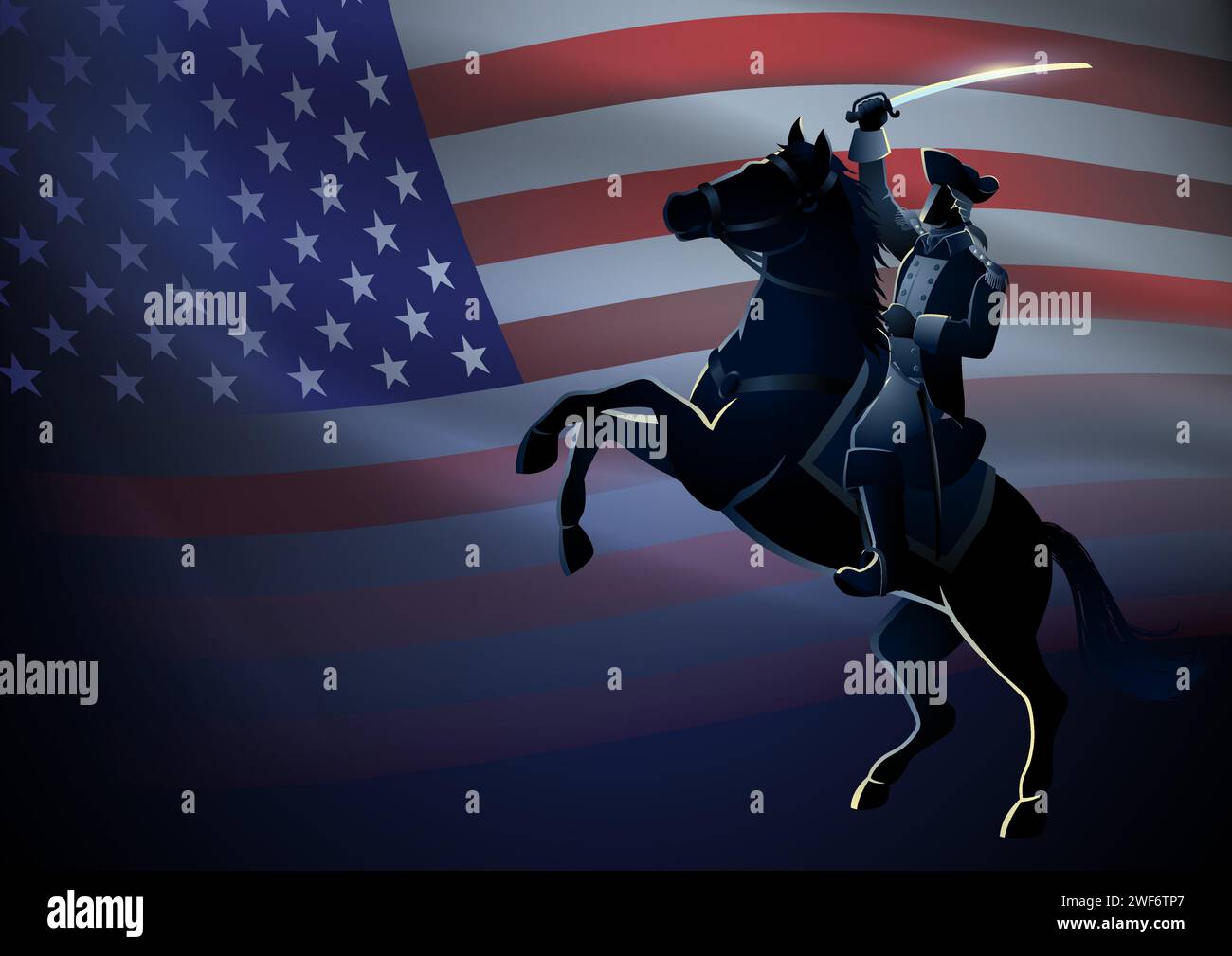 Revolutionary commander figure on horseback with United States of ...