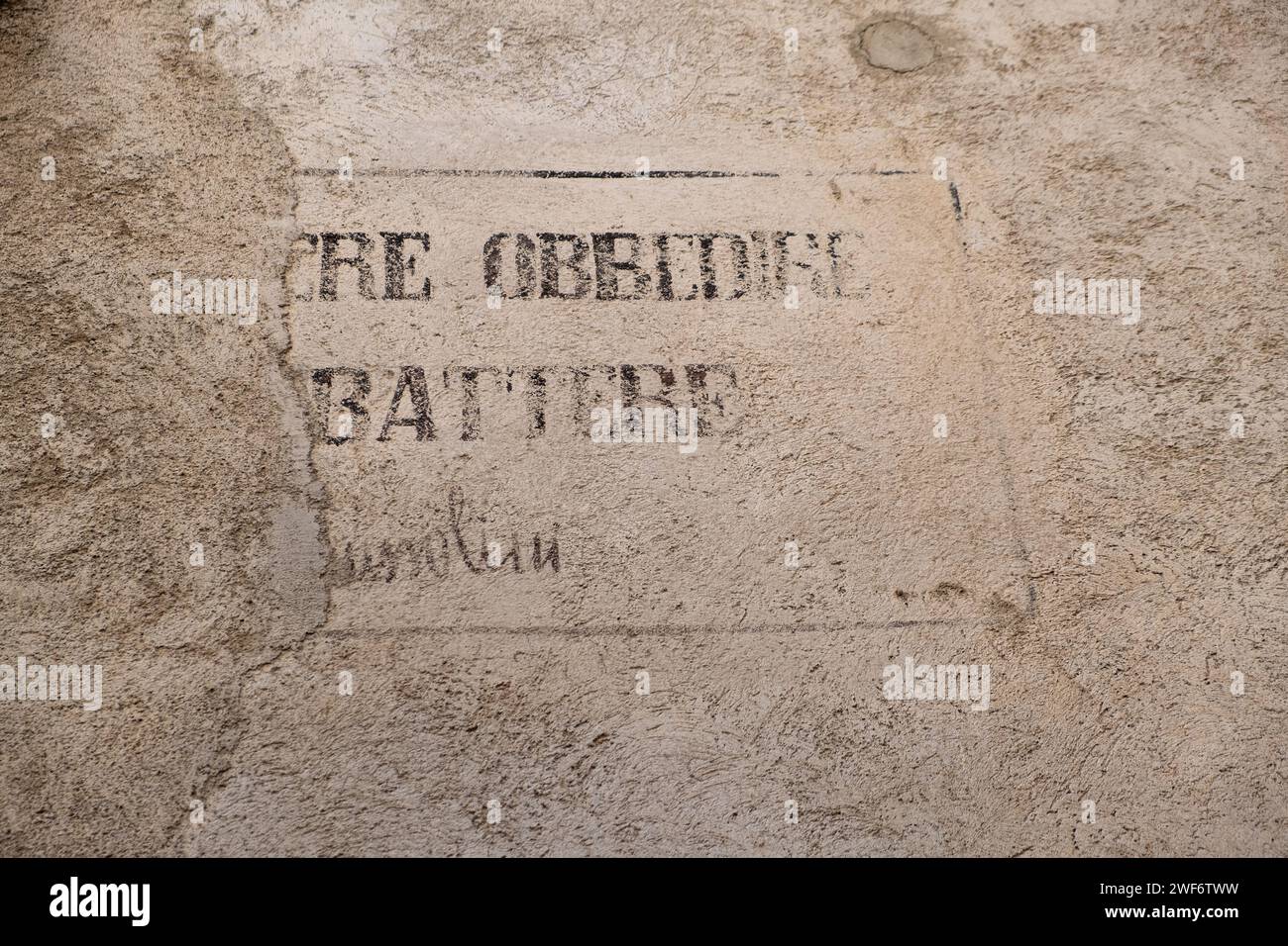 Detail of Mussolini's inscription "Credere, obedire, combattere" - t.i ...