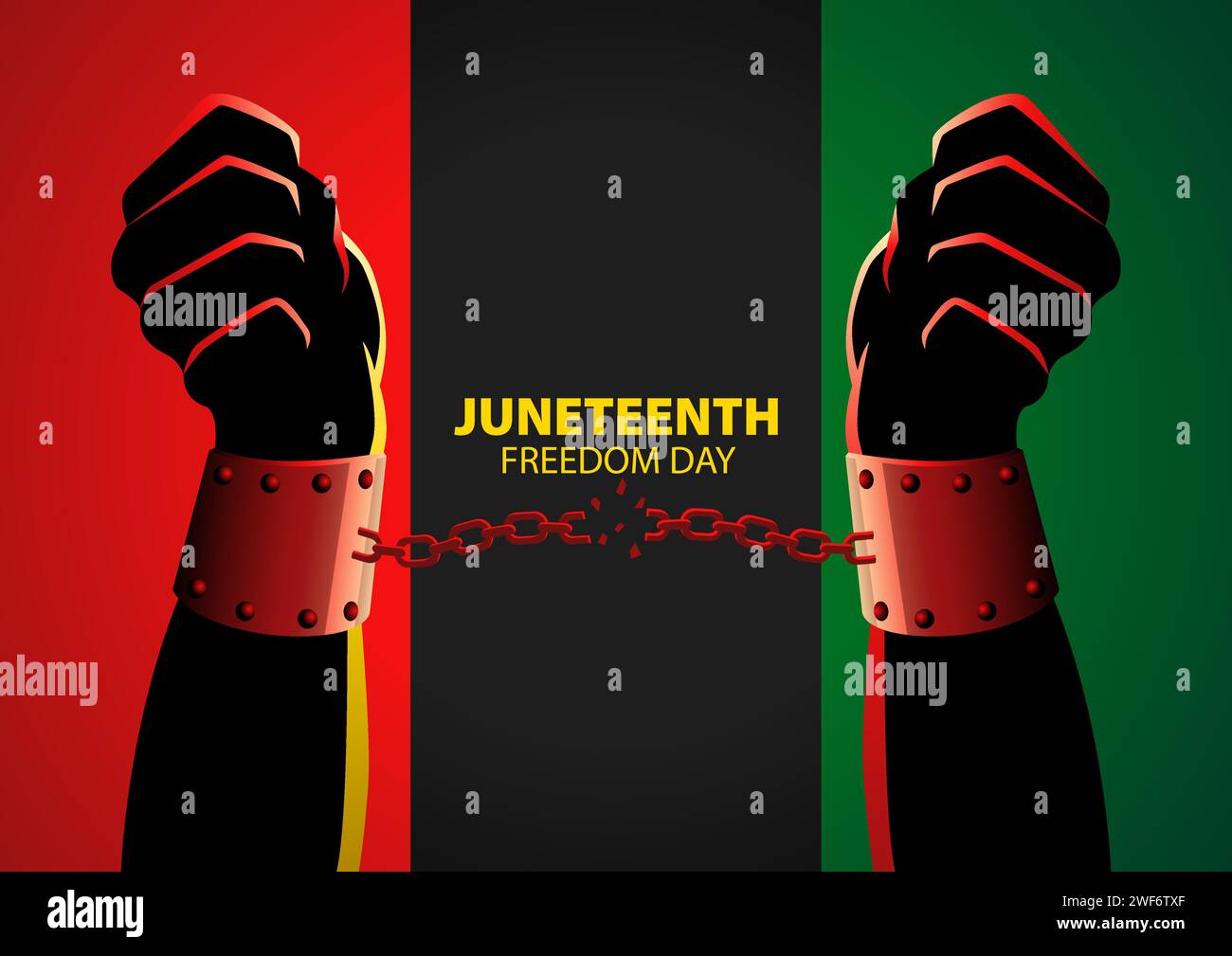 Silhouette illustration of hands in handcuffs, for Juneteenth memorial ...