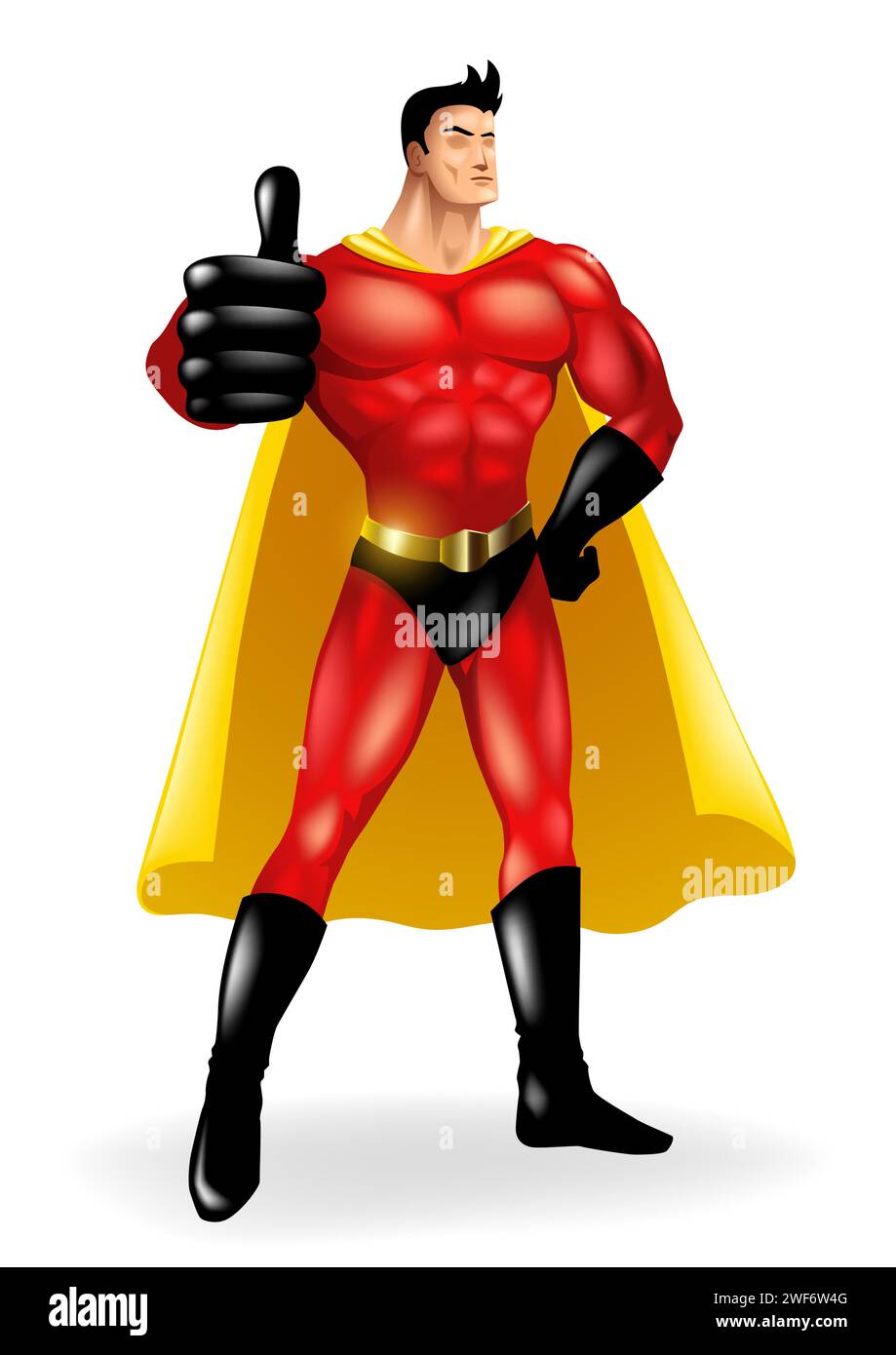 Superhero doing thumb up, vector illustration with gradient mesh Stock ...