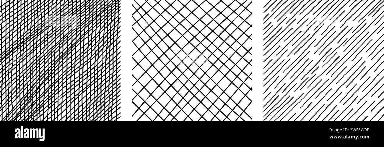 Line textures with different hand drawn patterns. Pencil lines on white ...