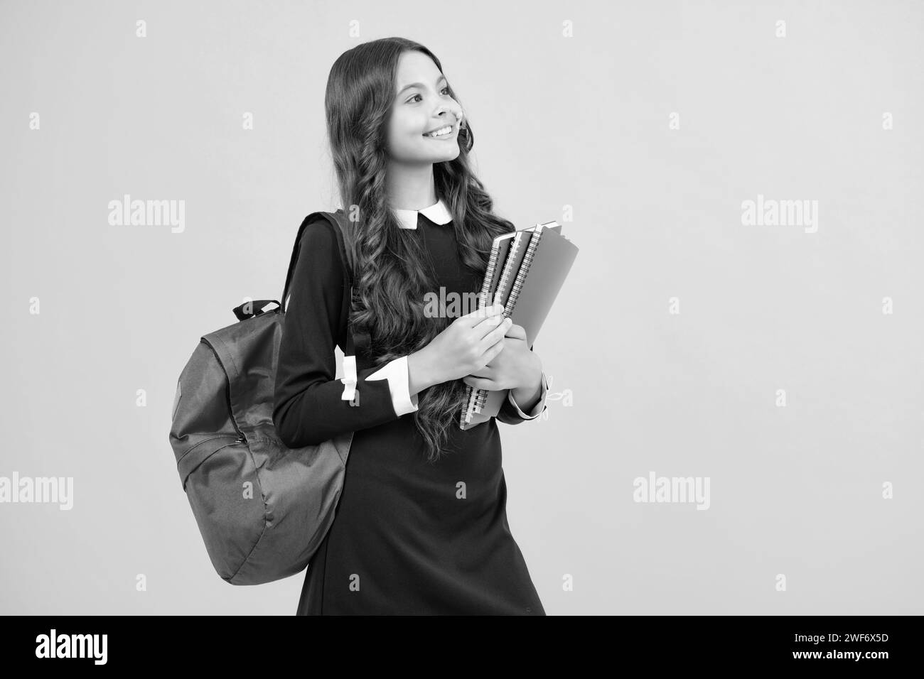 School teenage girl with book and copybook. Teenager schoolgirl student ...
