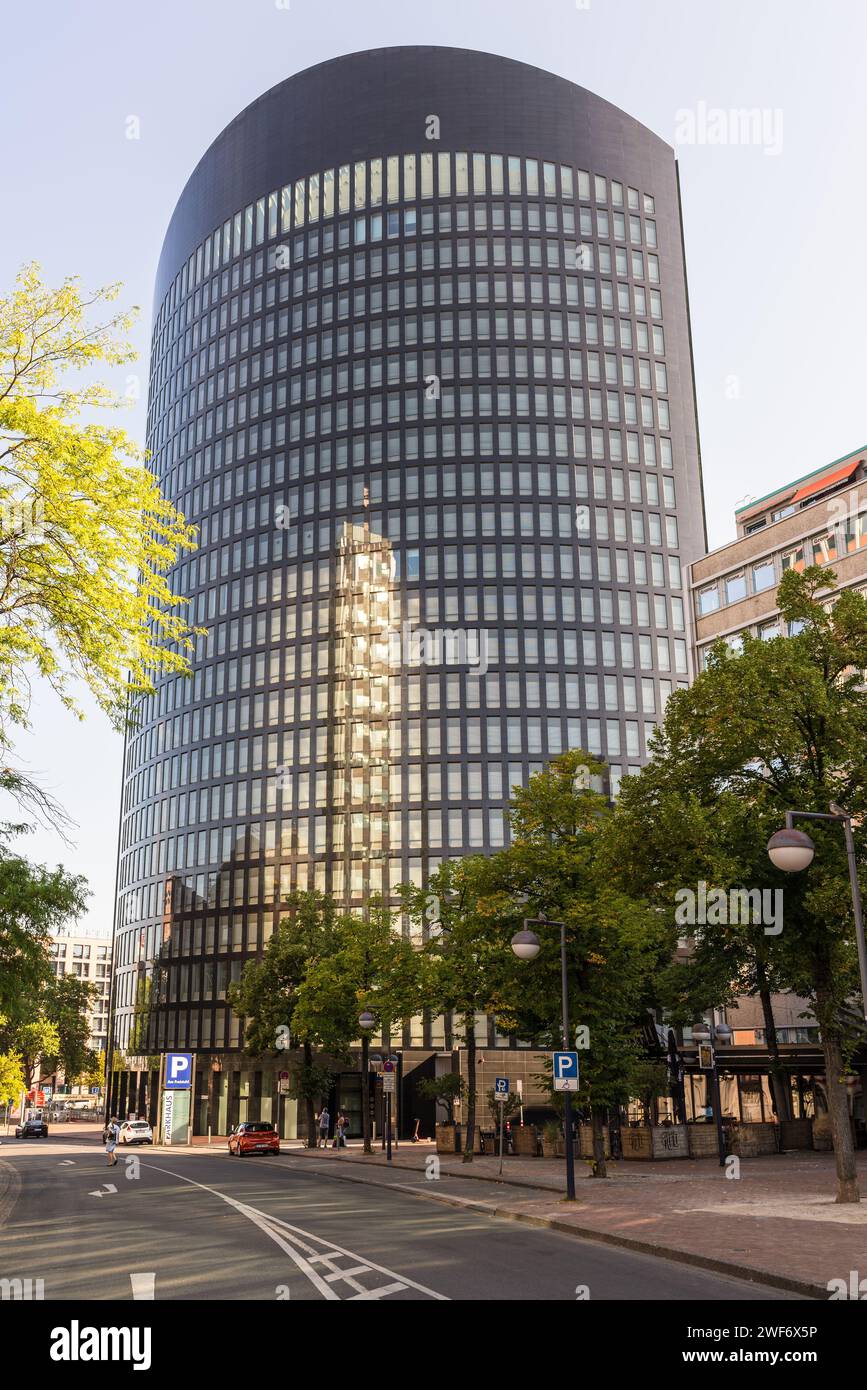 Dortmund, Germany - August 14, 2022: RWE Tower rounded skyscraper in Dortmund, Germany. The ...