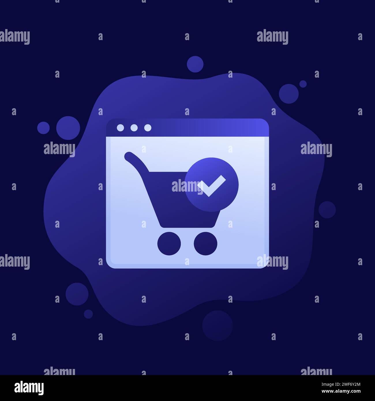 completed order icon with shopping cart, vector Stock Vector Image ...